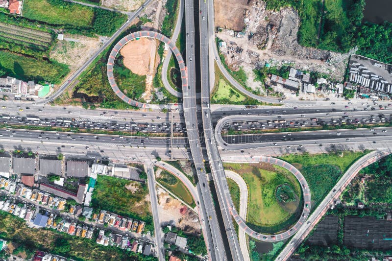 Aerial View of Traffic Intersection City Road Look Down Stock Image ...