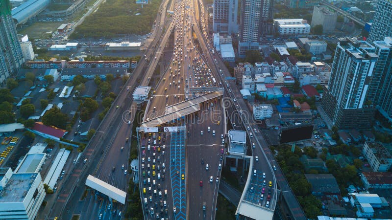 Aerial View Traffic Jam in City, Rush Hour Traffic Jam in Metropolis ...