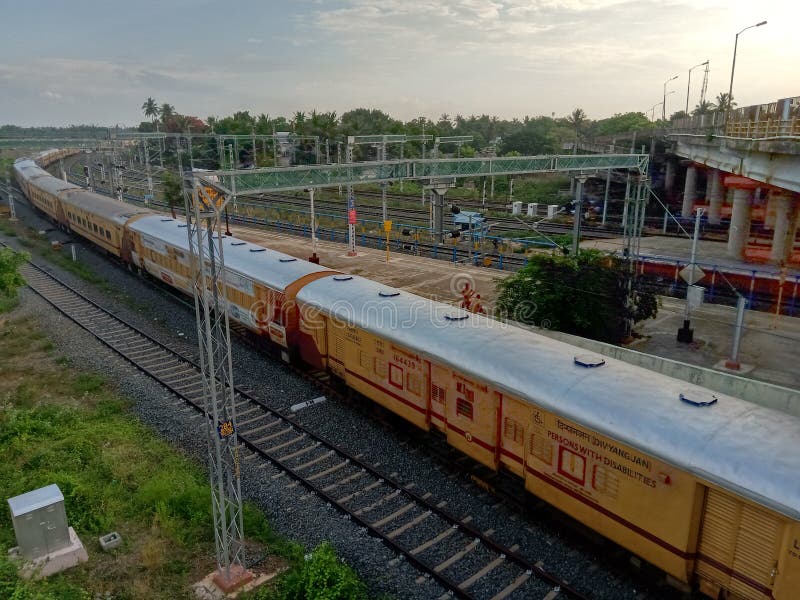 Aerial View of Train on Indian Railway Track Editorial Stock Photo ...