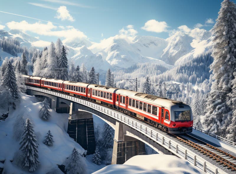 Aerial View of Train Passing through Famous Mountain. Train Express ... Aerial View of Train Passing through Famous Mountain. Train Express ...