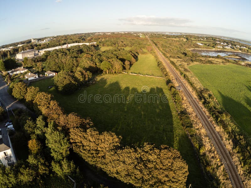Aerial View of a Train Rail with Farm Fields Stock Image - Image of ...