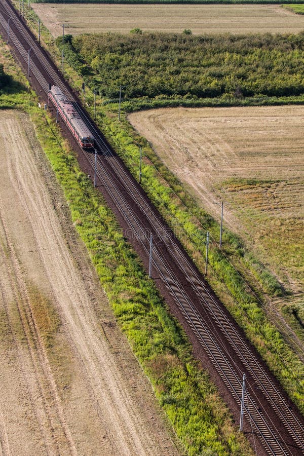 Aerial View of the Train and Railway Track Stock Image - Image of ...