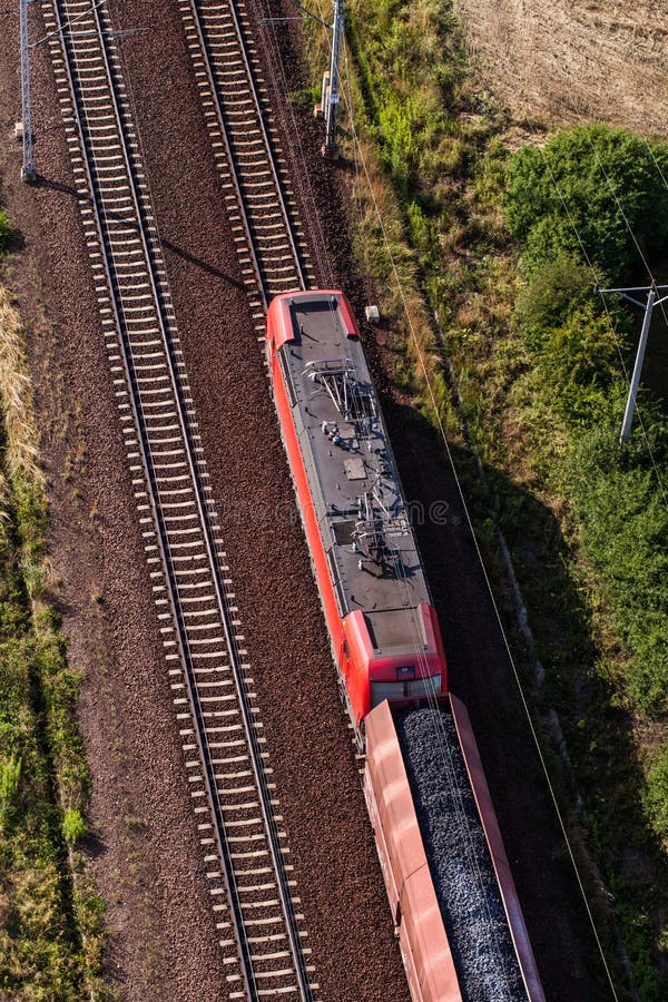 Aerial View of the Train and Railway Track Stock Image - Image of trade ...