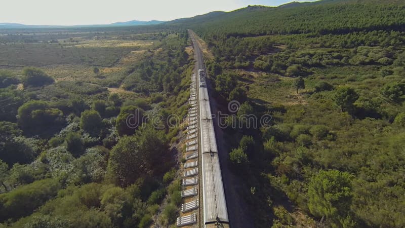 Aerial View of Train Running in the Country, Heading Forward Stock ...