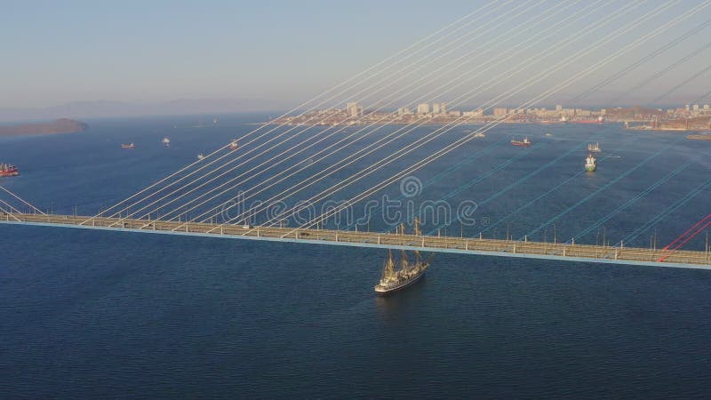 Sailboat Pallada with the Russian Flag on the Stern Stock Footage ...