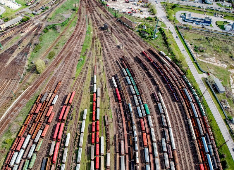 Aerial View of Railroad Rail Yard Stock Image - Image of service, rail ...
