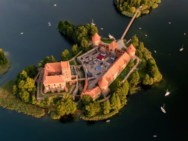 Aerial View of Trakai Castle in Lithuania. Stock Photo - Image of ...