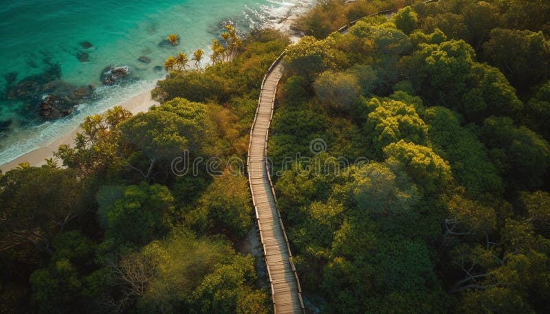 Aerial View of Tranquil Coastline and Forest Generated by AI Stock ...