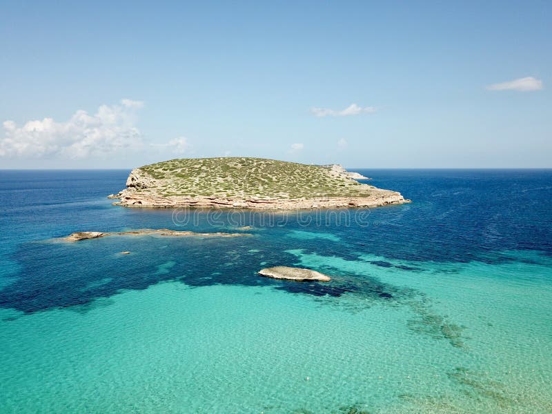 Aerial View of a Tranquil Island in Clear Sea Stock Image - Image of ...