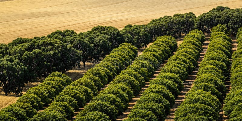 Aerial View of Tree Rows in a Field, Suitable for Landscape or Farm Use ...