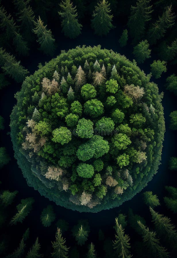 Aerial View of Trees in Circular Pattern. AI Generated Stock ...