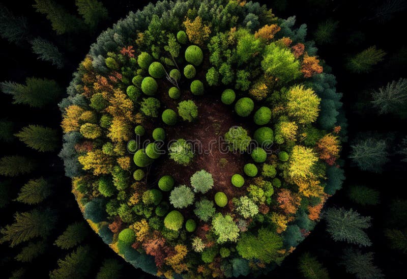 Aerial View of Trees in Circular Pattern. AI Generated Stock ...