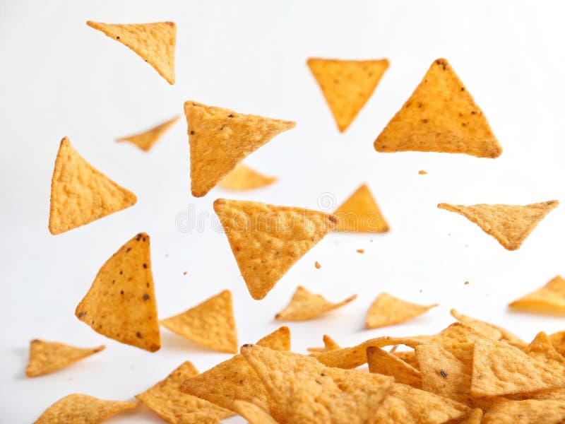 Aerial View of Triangle-Shaped Nacho Chips in Minimalist Studio Setting ...