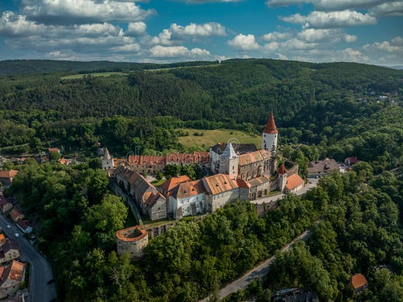 Aerial View of Triangular Shape Restored Gothic Medieval Castle ...