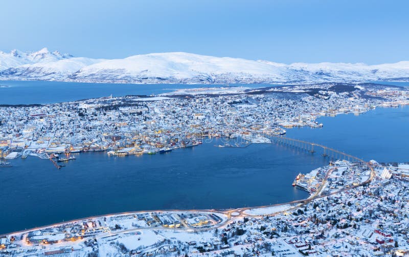 Aerial View on Tromso, Norway, Tromso at Winter Time, Norway Stock ...