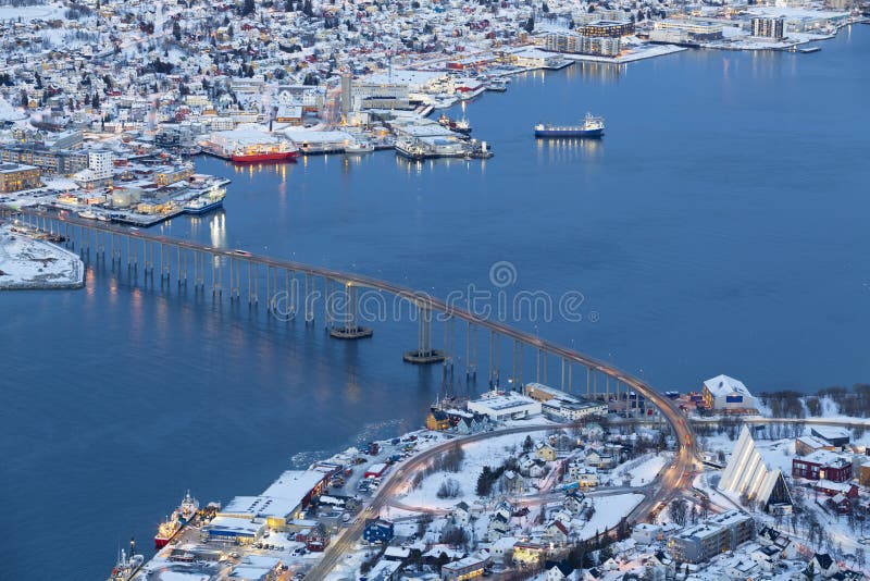 Aerial View on Tromso, Norway, Tromso at Winter Time, Christmas in ...