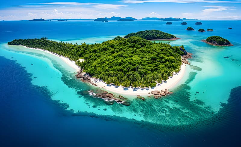 An Aerial View of a Tropical Desert Island Paradise Stock Image - Image ...