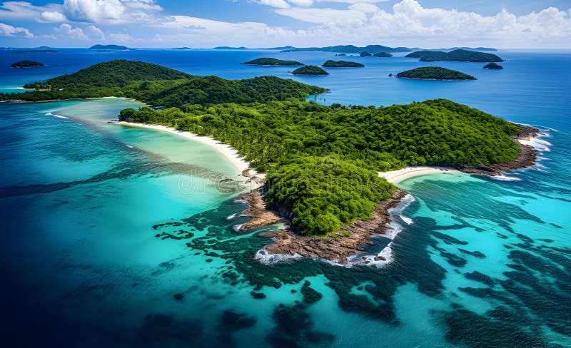 An Aerial View of a Tropical Desert Island Paradise Stock Photo - Image ...