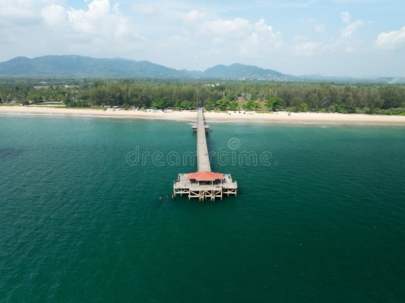 Aerial View of Tropical Sea with Small Bridge in To the Sea Stock Photo ...