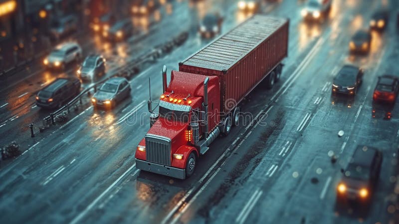 Aerial View of Truck on the Road Stock Illustration - Illustration of ...