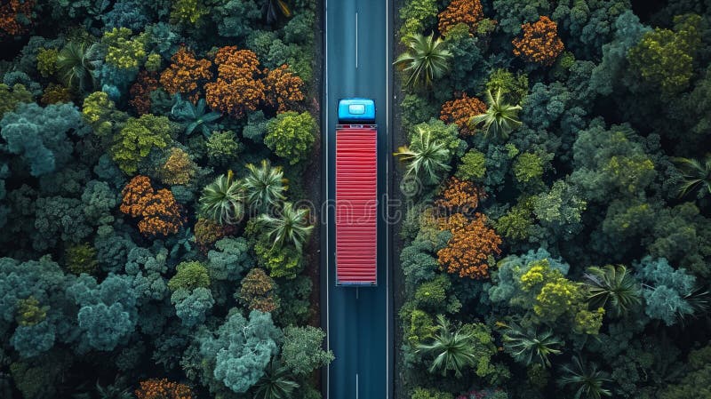 Aerial View of Truck on the Road Stock Illustration - Illustration of ...