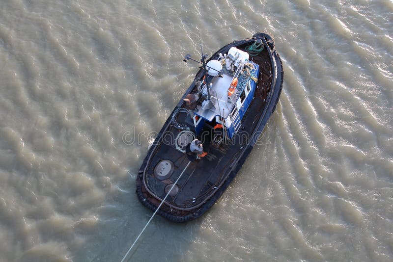 Tugboat and Shipping Container Stock Photo - Image of traffic, empty ...