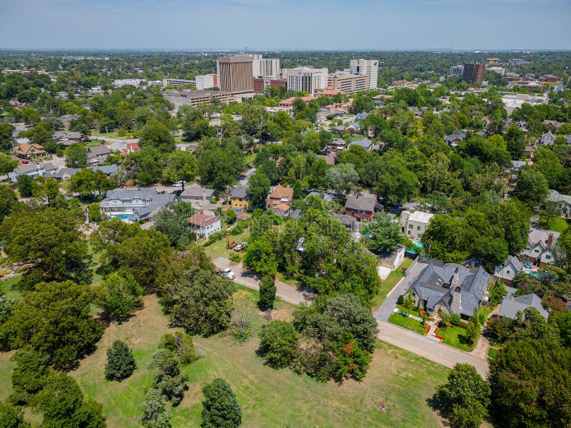 Aerial View of the Tulsa Cityscape Stock Image - Image of tulsa, sunny ...