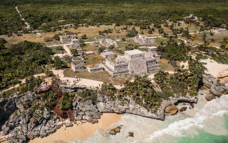 Aerial view of Tulum stock image. Image of area, ruins - 241256683
