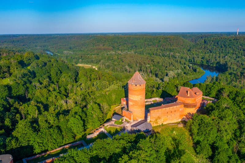 Aerial View of the Turaida Castle in Latvia Stock Photo - Image of ...