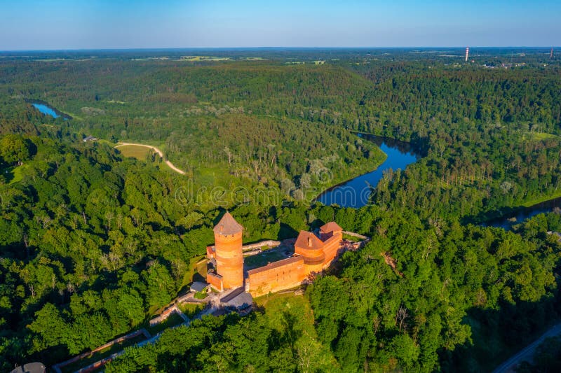 Aerial View of the Turaida Castle in Latvia Stock Photo - Image of ...