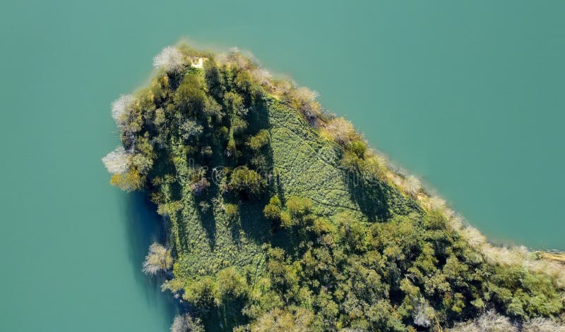 Aerial Top View of a Turquoise Water Lagoon Stock Image - Image of high ...