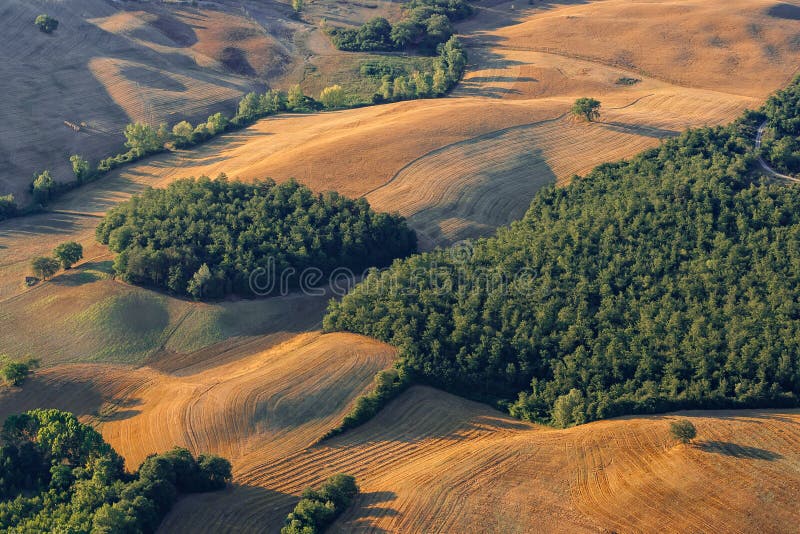 Aerial View of Tuscan Fields and Hills Stock Photo - Image of nature ...