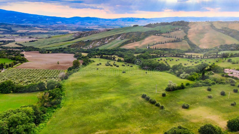 Aerial View of Tuscany Hills in Spring Season from Drone Stock Photo ...
