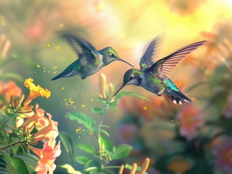 Aerial View of Two Birds Soaring through the Sky Stock Image - Image of ...