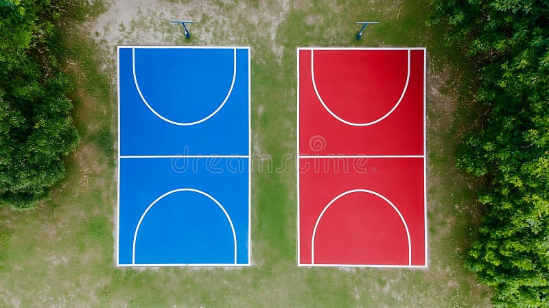 Aerial View of Two Colorful Outdoor Courts Stock Illustration ...
