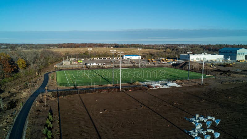 An Aerial View of Two Soccer Fields Stock Photo - Image of autumn ...