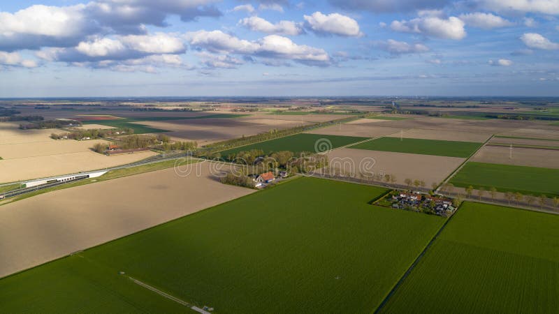 Aerial View of Typical Dutch Agricultural Landscape with Green Fields ...