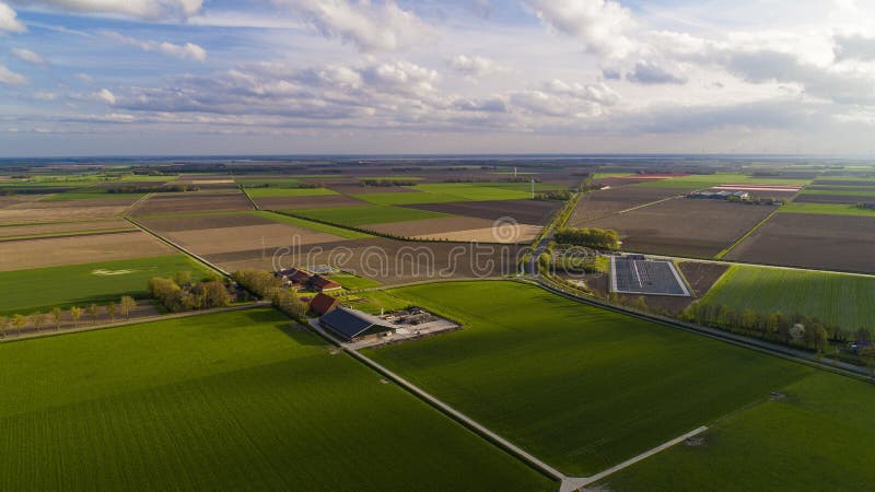 Aerial View of Typical Dutch Agricultural Landscape with Green Fields ...