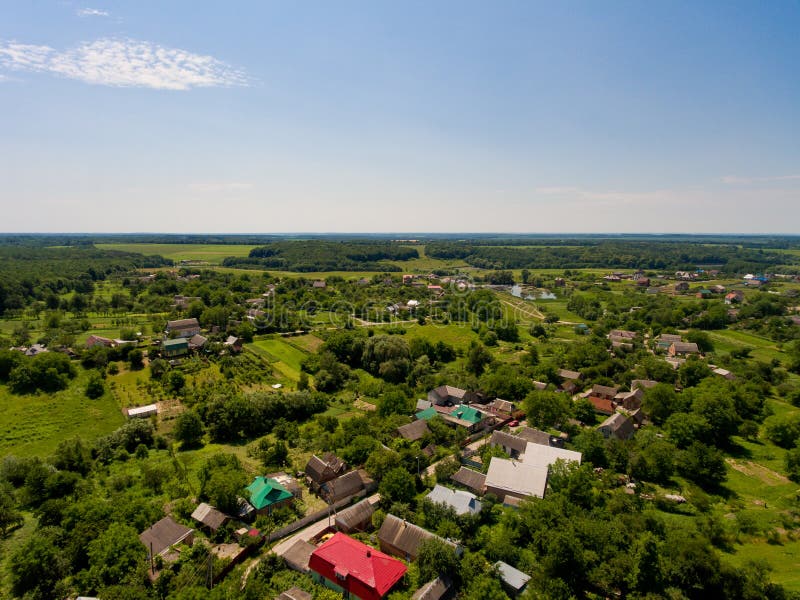 Aerial View of Typical Ukrainian Village. Stock Photo - Image of ...