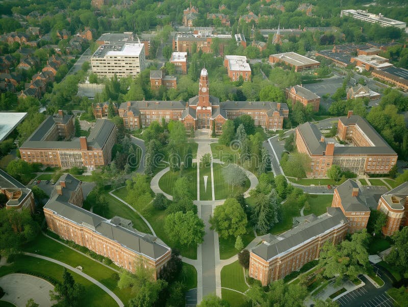 Aerial View of University Campus with Historic Buildings Stock Image ...