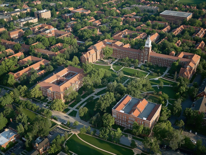 Aerial View of University Campus with Historic Buildings Stock Photo ...
