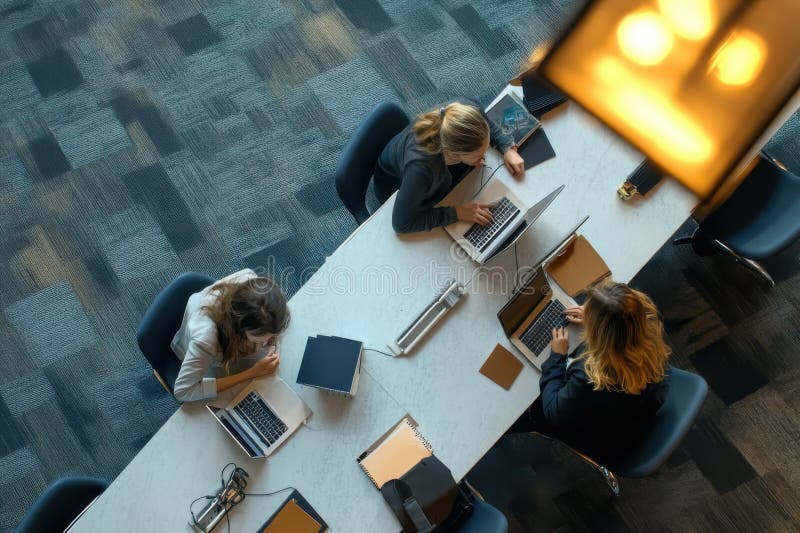 Aerial View of University or Public Library with Students and ...