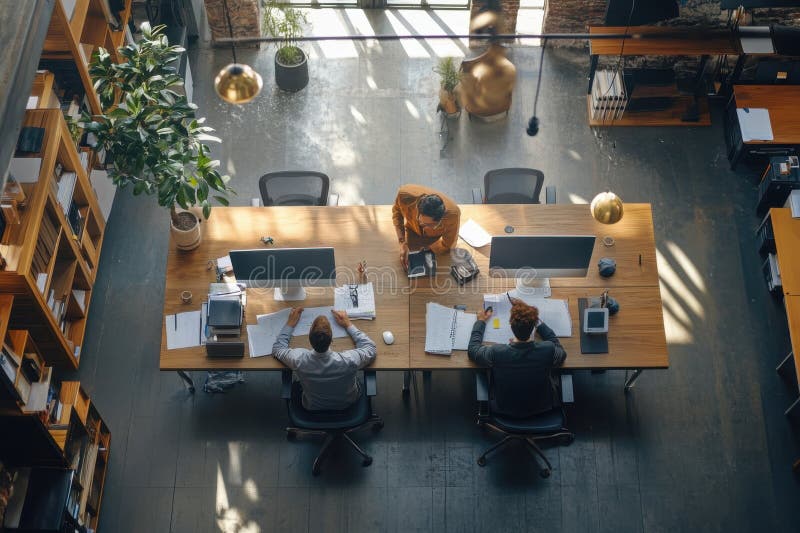 Aerial View of University or Public Library with Students and ...