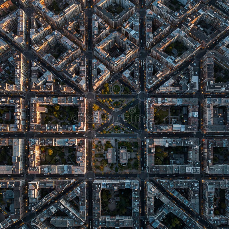 Aerial View of an Urban Area with a Geometric Grid Layout. Streets Form ...