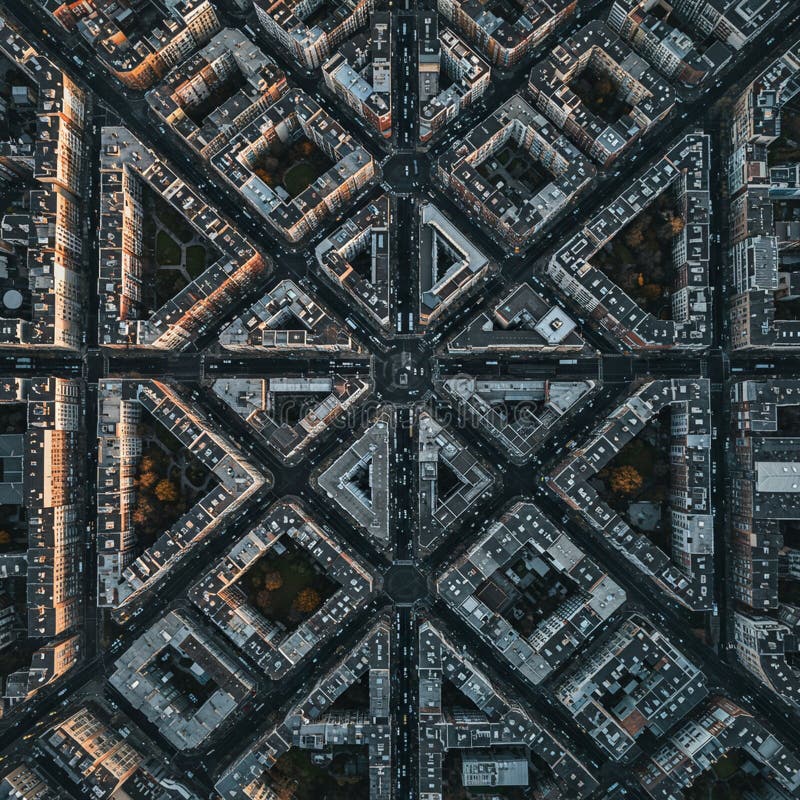 Aerial View of an Urban Cityscape Featuring a Grid Pattern of Streets ...