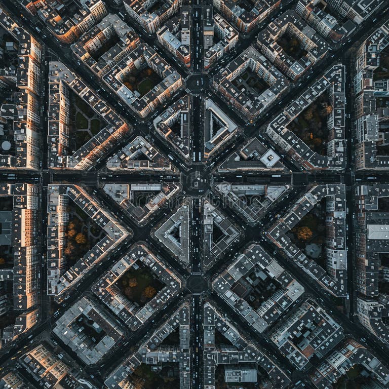 Aerial View of an Urban Cityscape Featuring a Grid Pattern of Streets ...
