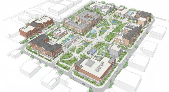 Aerial View of an Urban Development Plan Featuring Rectangular Blocks ...