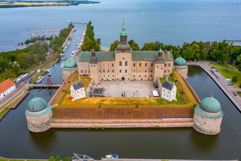 Aerial View of Vadstena Castle in Sweden Stock Image - Image of vattern ...
