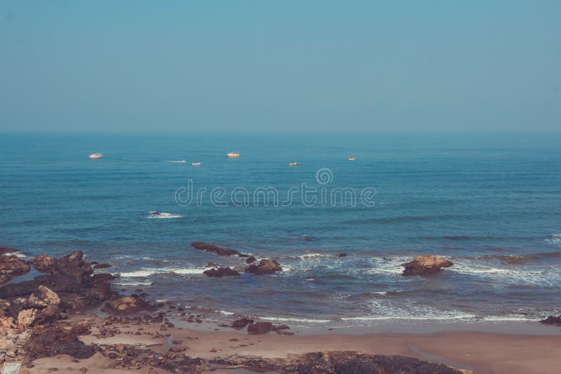 Aerial View of Vagator Beach in North Goa, India Stock Image - Image of ...