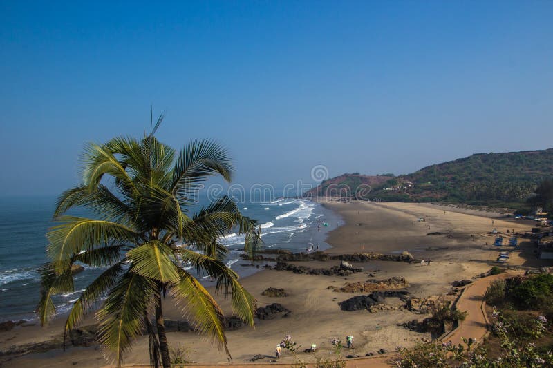 Aerial View of Vagator Beach in North Goa, India Stock Image - Image of ...